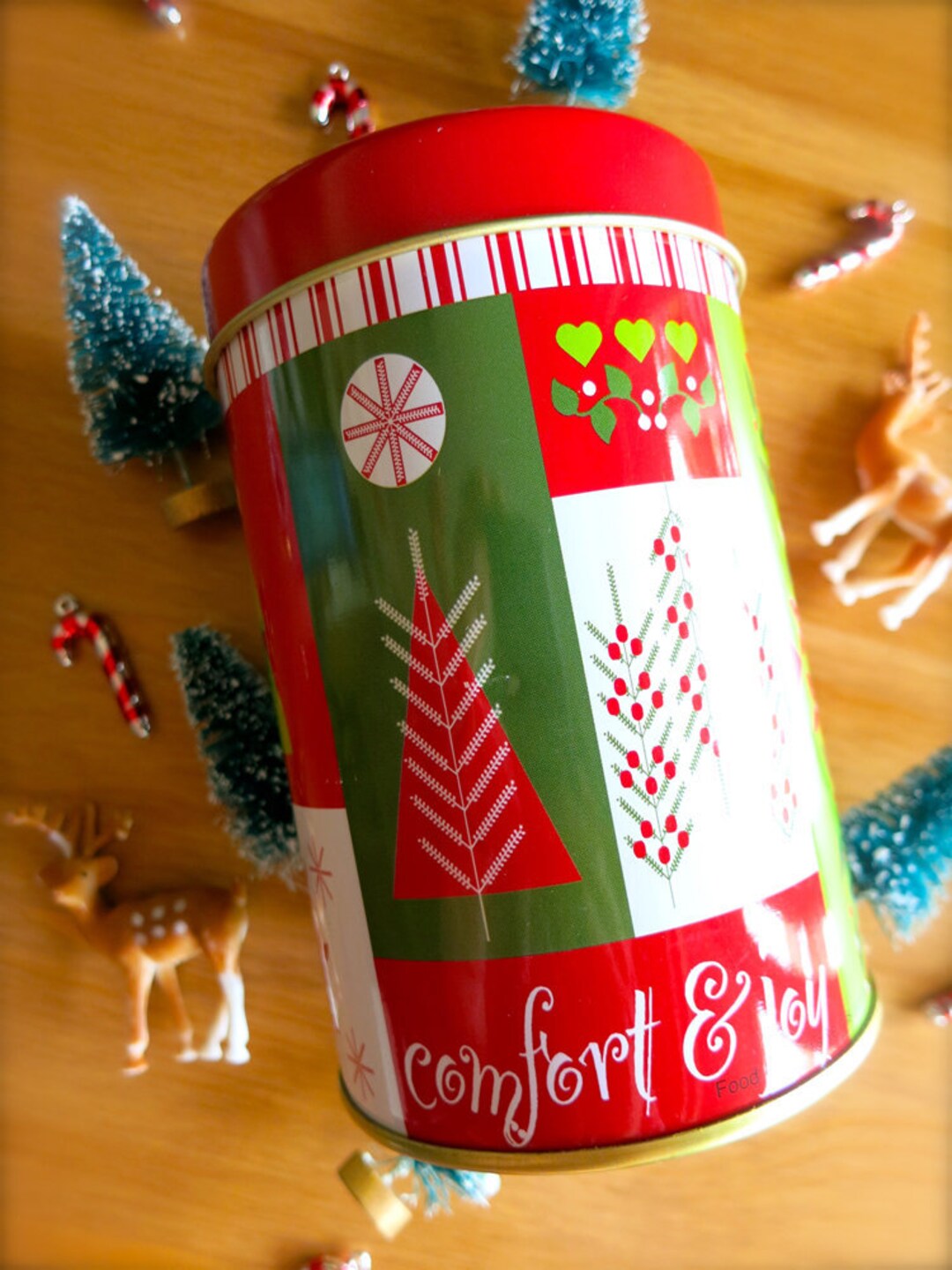 Vintage Christmas Tin-vintage Christmas Tree & Snowflake Tin-small ...