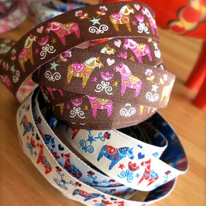 Cute Dala Horse Embroidered Ribbon-1 Foot-chocolate Brown, Pink, Blue ...