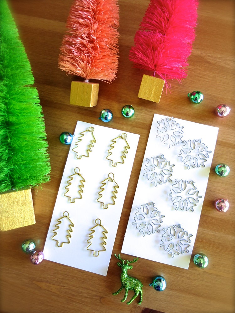 Gold Pine Tree Paper Clips-Set of 6 Winter Pine Tree Paper | Etsy