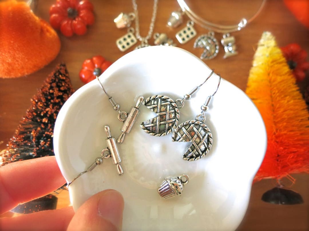 Miniature Pie Charm Jewelry-tiny Silver Pies Earrings, Necklace or ...