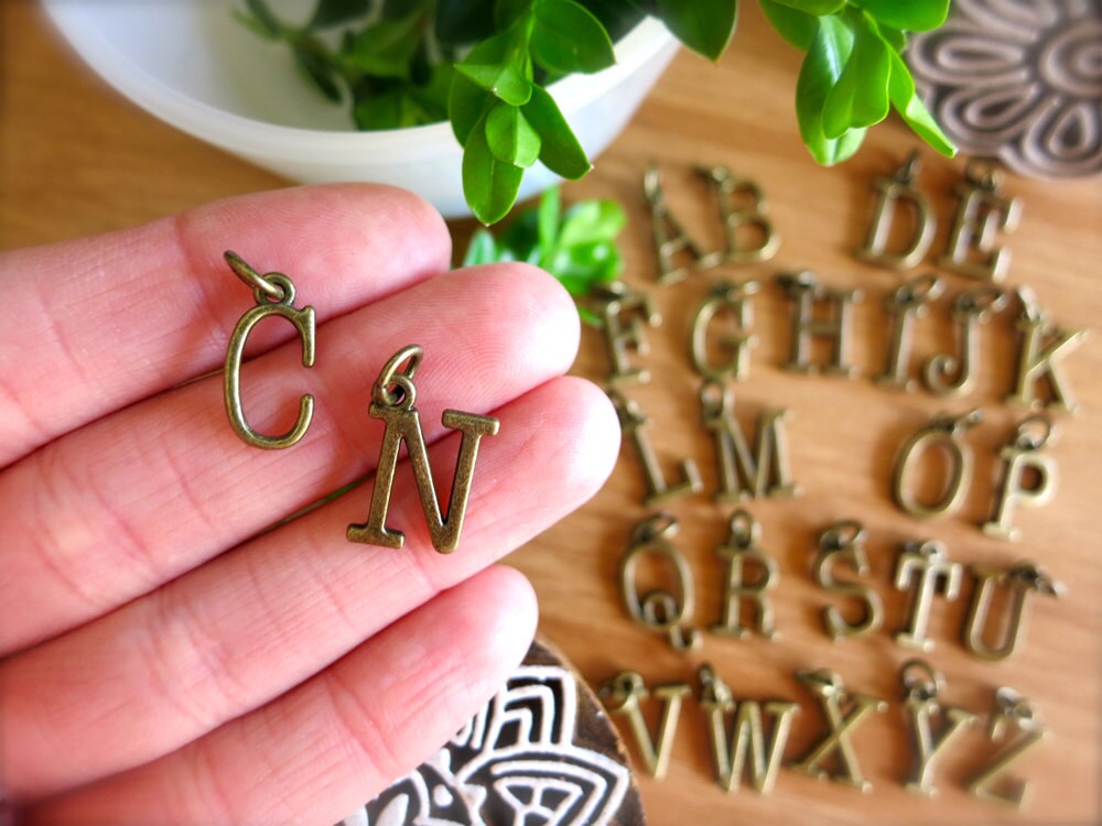 Alphabet Charms Choose a Whimsical Bronze Letter-CUSTOM | Etsy