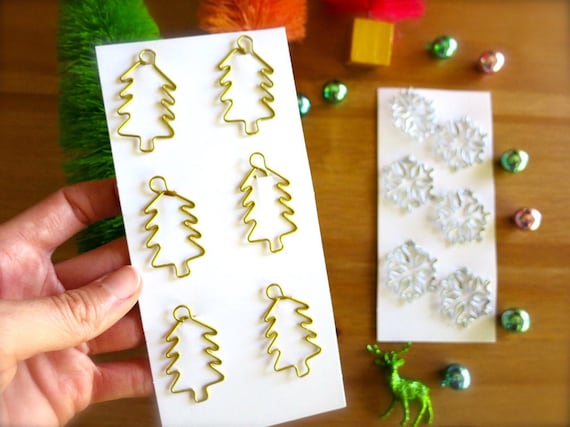 Gold Pine Tree Paper Clips-set of 6 Winter Pine Tree Paper | Etsy