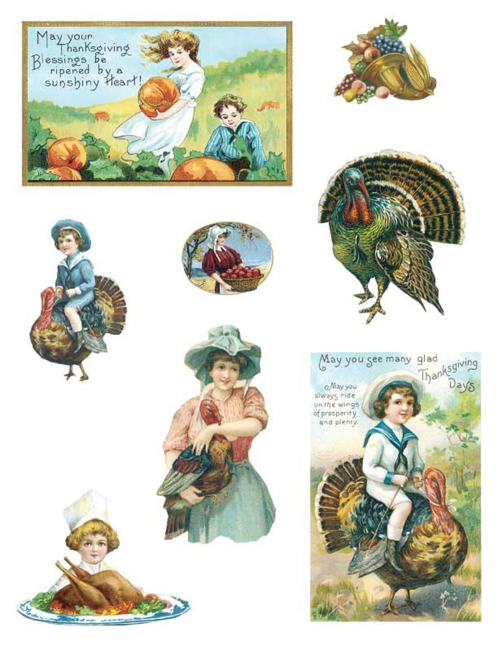 Vintage Thanksgiving Victorian Postcards & Images-fall Digital - Etsy