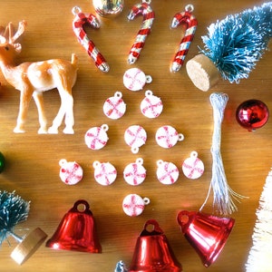 Tiny Retro Shiny Candy Canes-lot of 10-metallic Red & White Mini Candy ...
