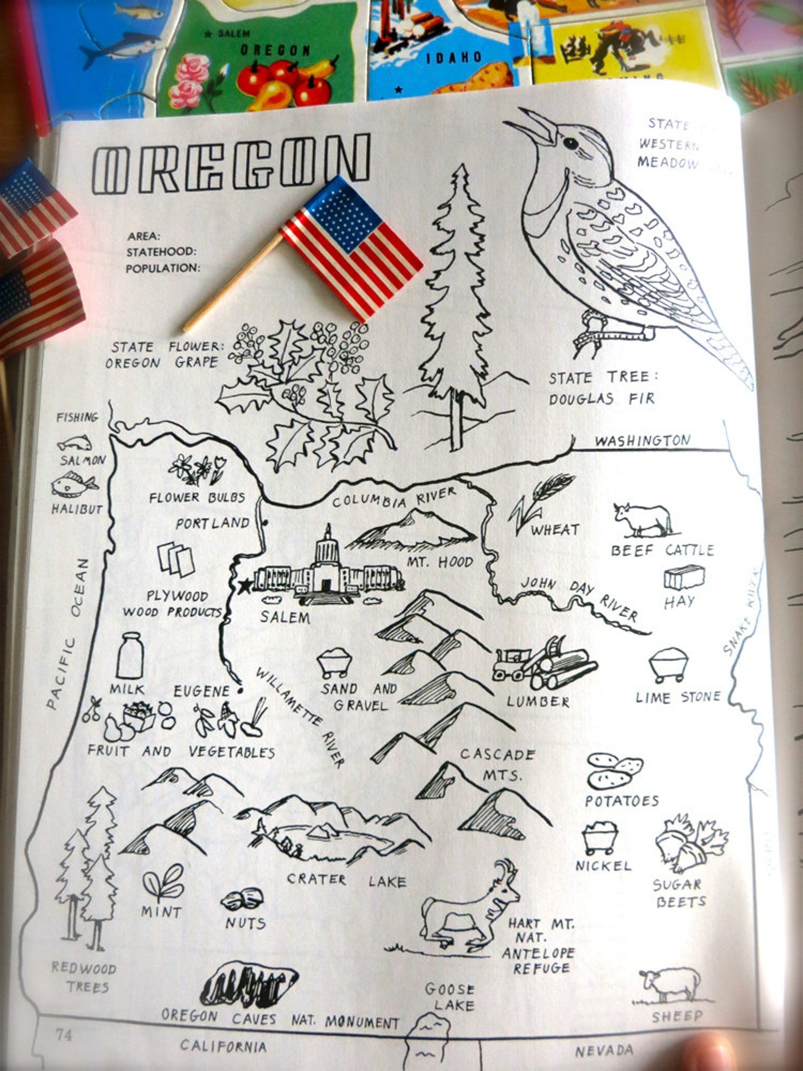 Vintage Oregon State Map-1980's Oregon Coloring Book - Etsy