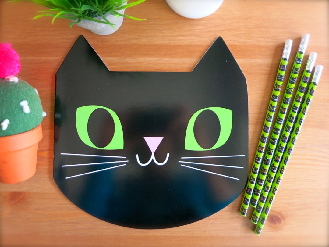Black Cat Pencils & Notepads-cool Cats Pencils-2 Large Cats Blank Books ...