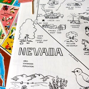 Vintage Nevada State Map-1980s Nevada Coloring Book Page-vintage Map ...