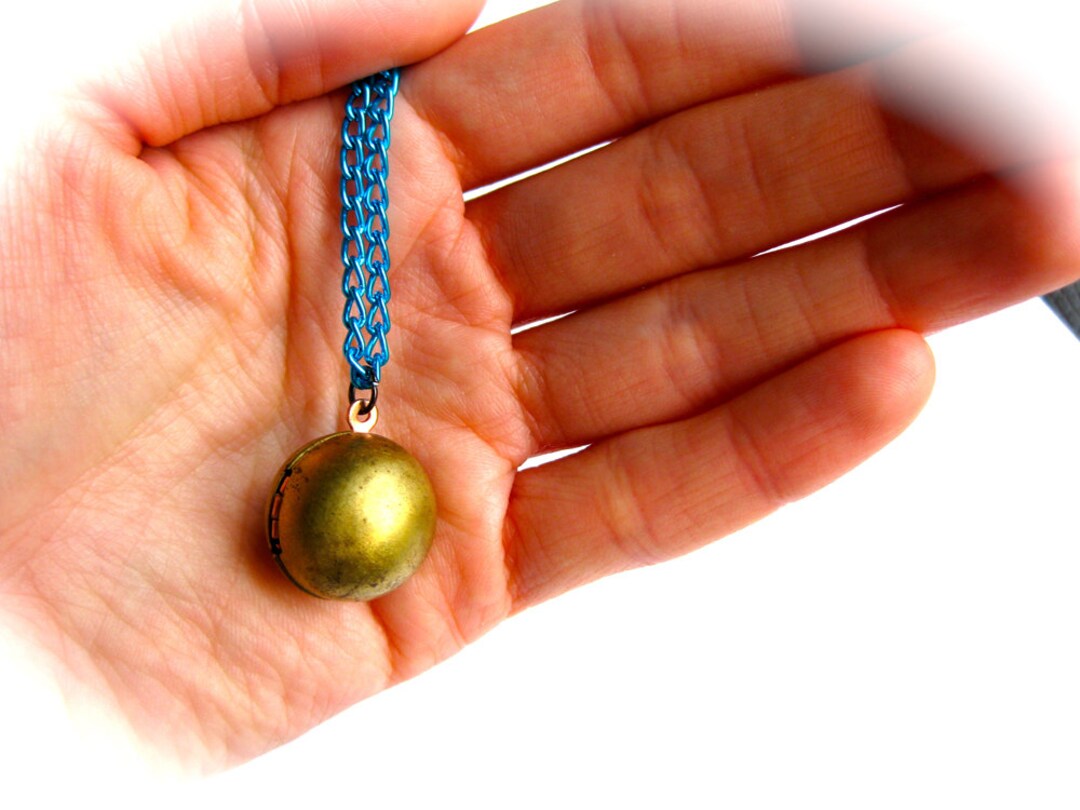 Vintage Golden Sphere Locket-long Chain Locket-custom Colorful Chain ...