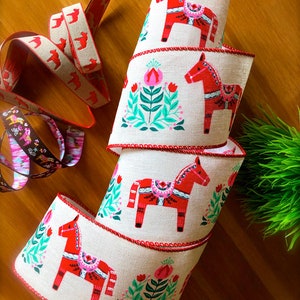Cute Dala Horse Embroidered Ribbon-1 Foot-chocolate Brown, Pink, Blue ...