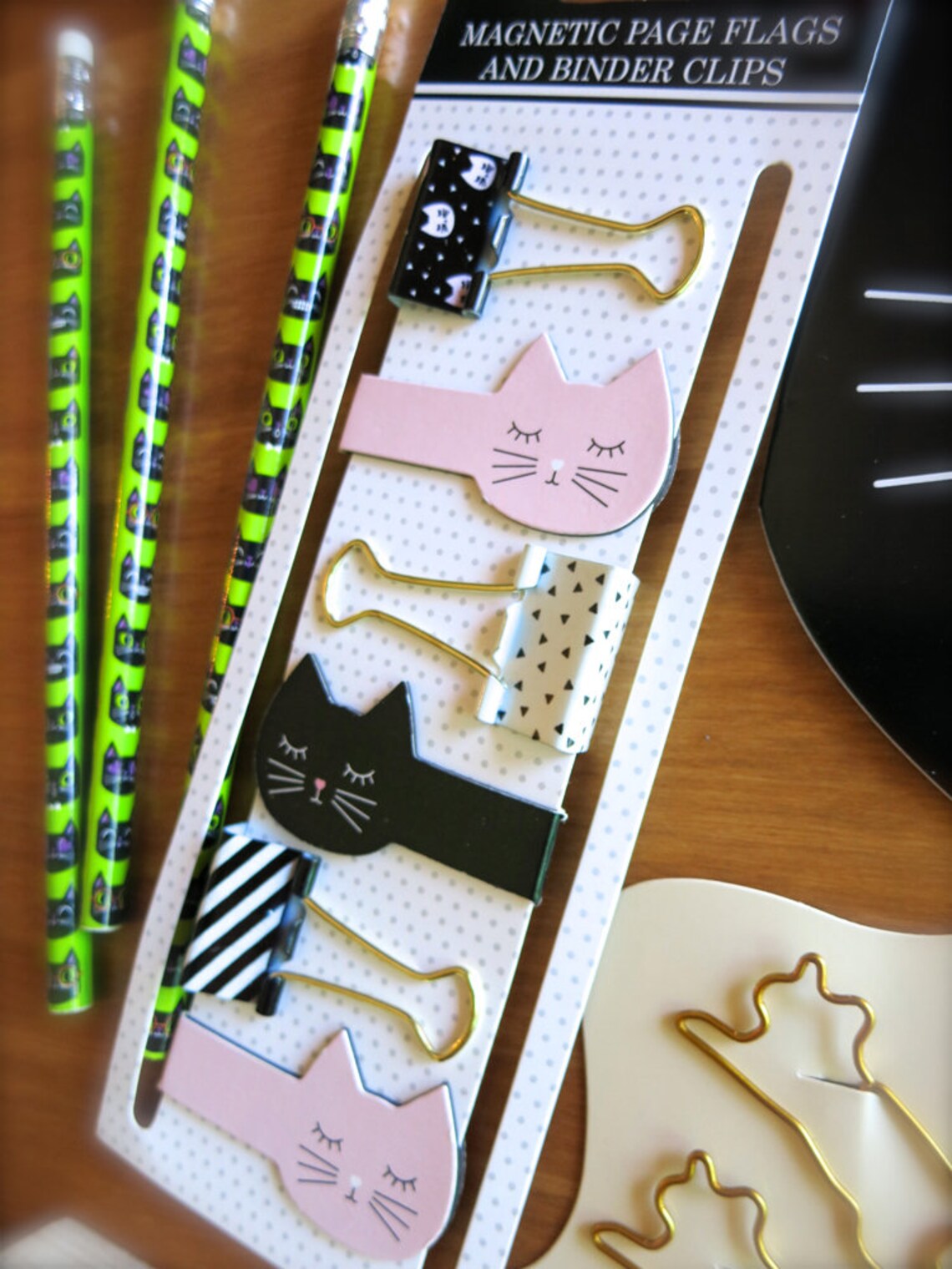 Cute Cat School Supply Set-cat Notepads Pencils Binder Clips - Etsy