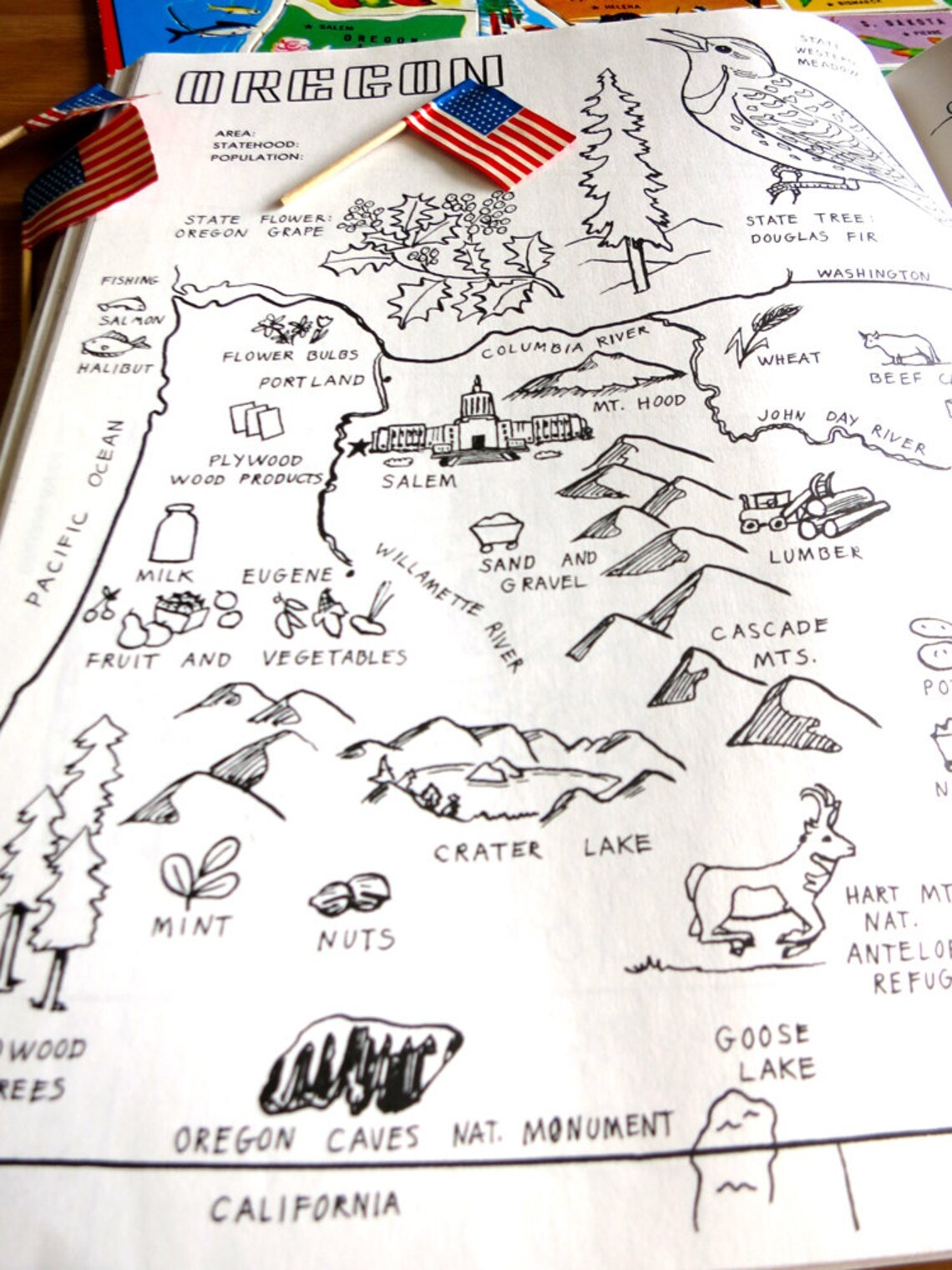 Vintage Oregon State Map-1980's Oregon Coloring Book - Etsy