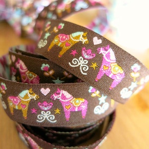 Cute Dala Horse Embroidered Ribbon-1 Foot-chocolate Brown, Pink, Blue ...