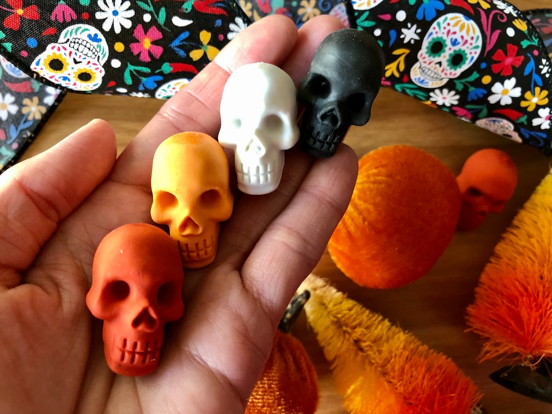 Mini Skulls-4 Colorful Skull Erasers-cinco De Mayo-day of the Dead ...