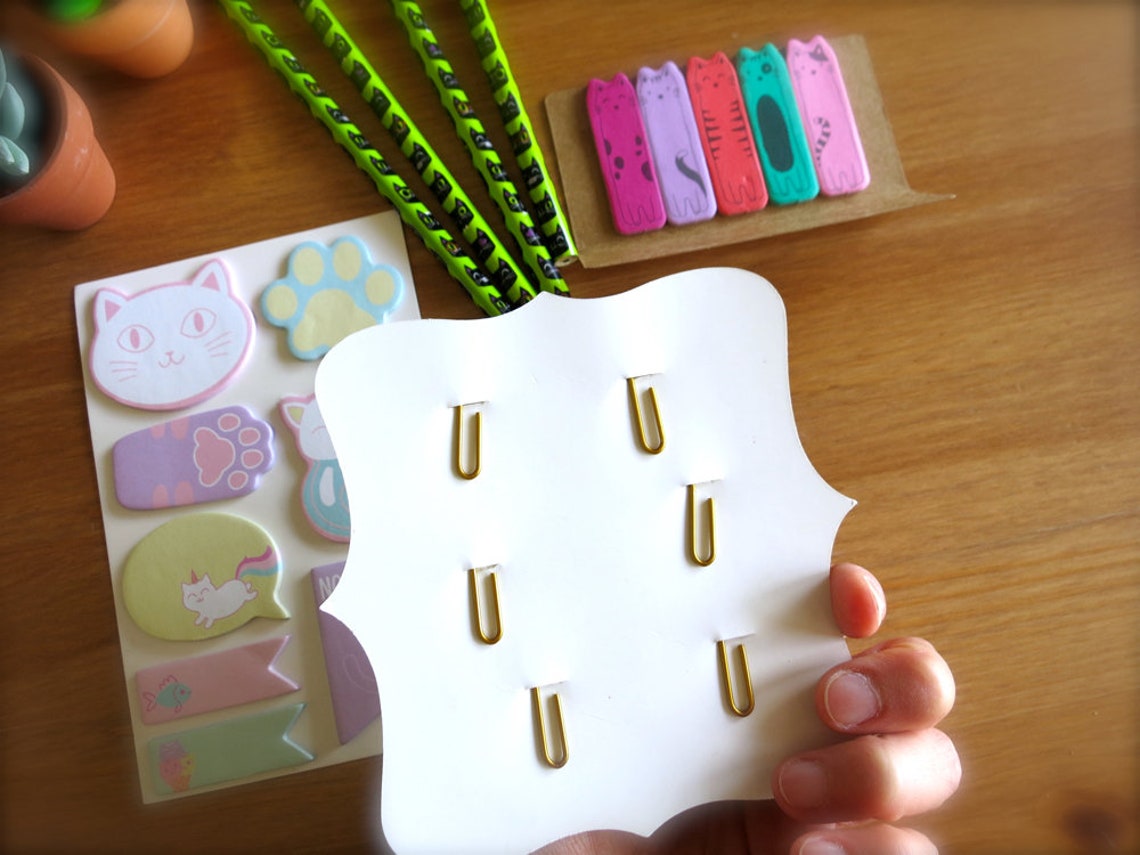 Cat Paper Clips-6 Gold Cats Paper Clips-Kitty Paperclips-Kitty | Etsy