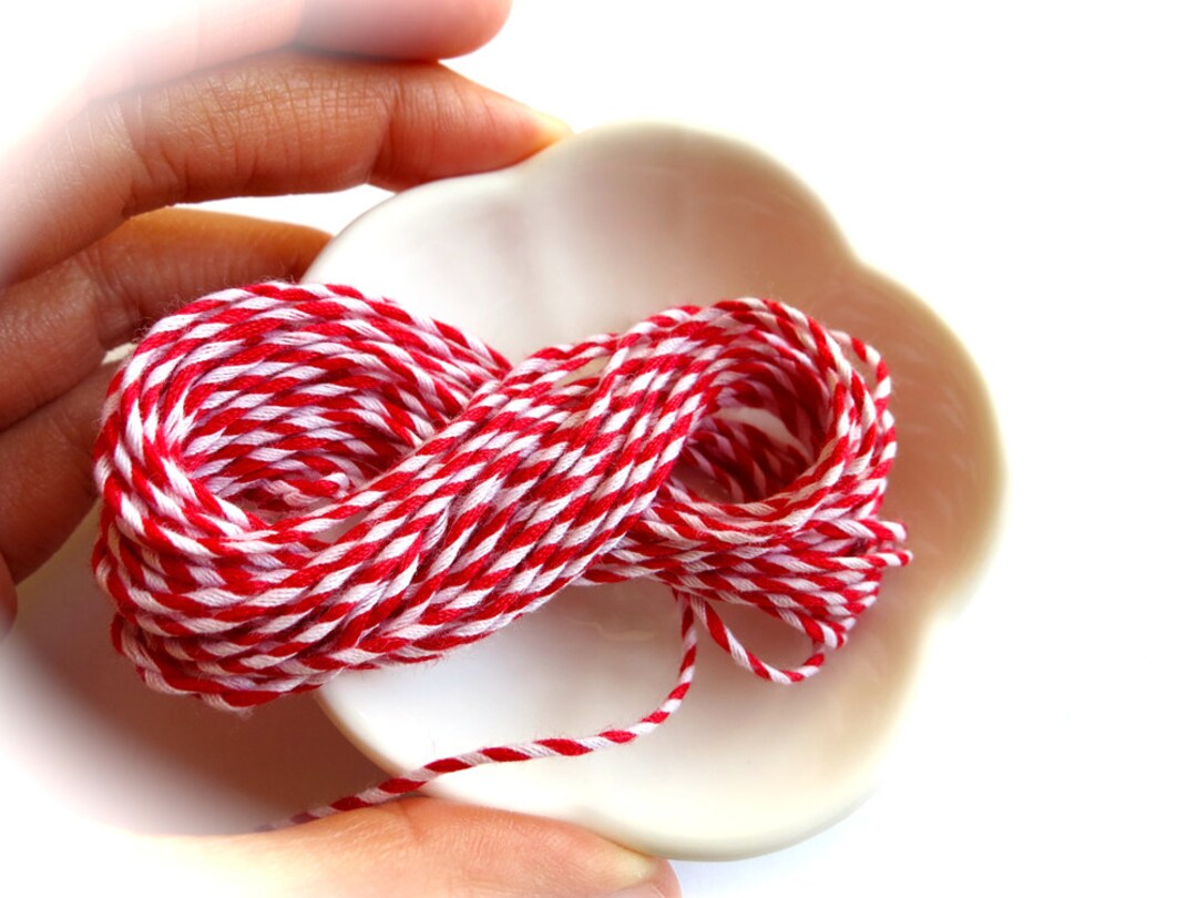 Red & White Striped Baker's Twine-5 Yard Lot Red Twine-red Cookie ...