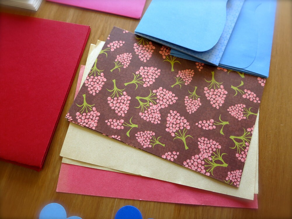 Vintage Spring Stationery Set-18 Pieces Red, Pink, Blue Doodlebug Cards ...