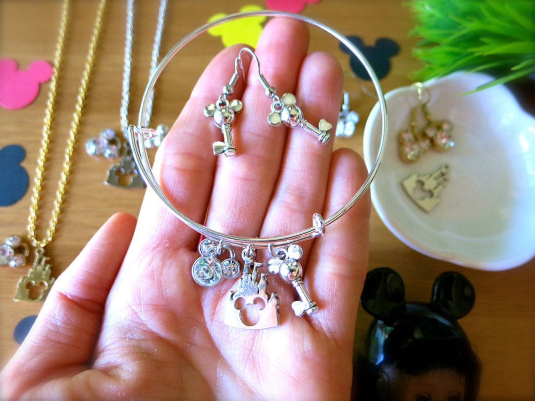 Disney Charm Bracelet-silver Disney Bangle Bracelet-stacking Disney ...