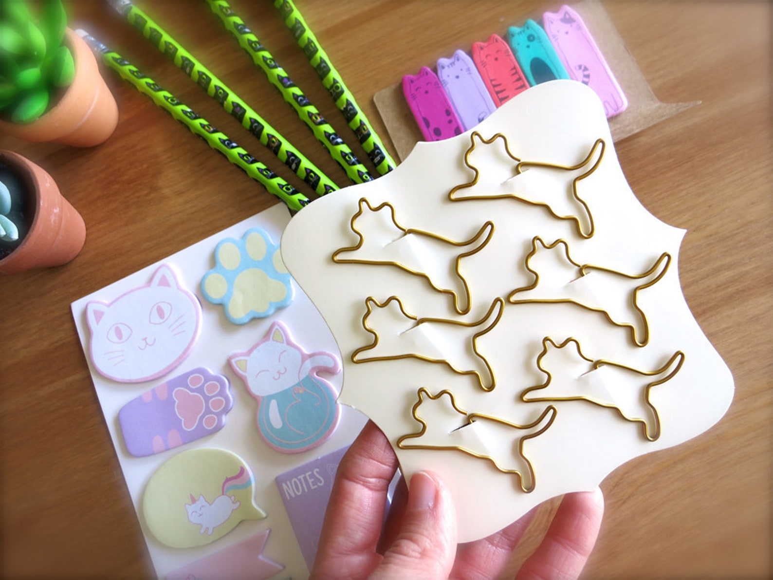 Cat Paper Clips-6 Gold Cats Paper Clips-kitty Paperclips-kitty - Etsy