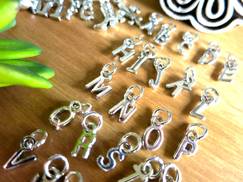 Alphabet Charms Choose a Tiny Silver Uppercase Letter-custom - Etsy