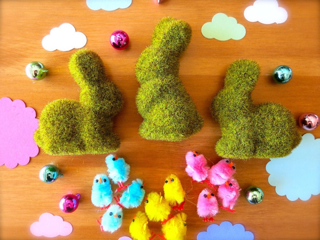Mini Grass Easter Bunnies-three Small Spring Bunnies-tiny Rabbit ...