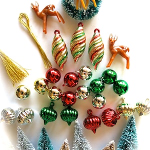 Mini Retro Shiny Christmas Bulbs-lot of 12-red, Green, Silver, Gold ...