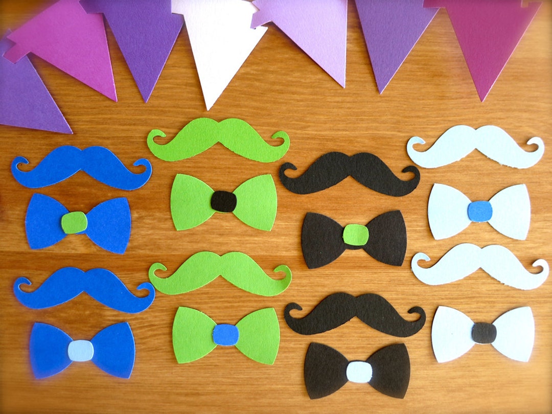 Mustache & Bow Tie Confetti: 48 Die-cut Punches, Party Decorations - Etsy