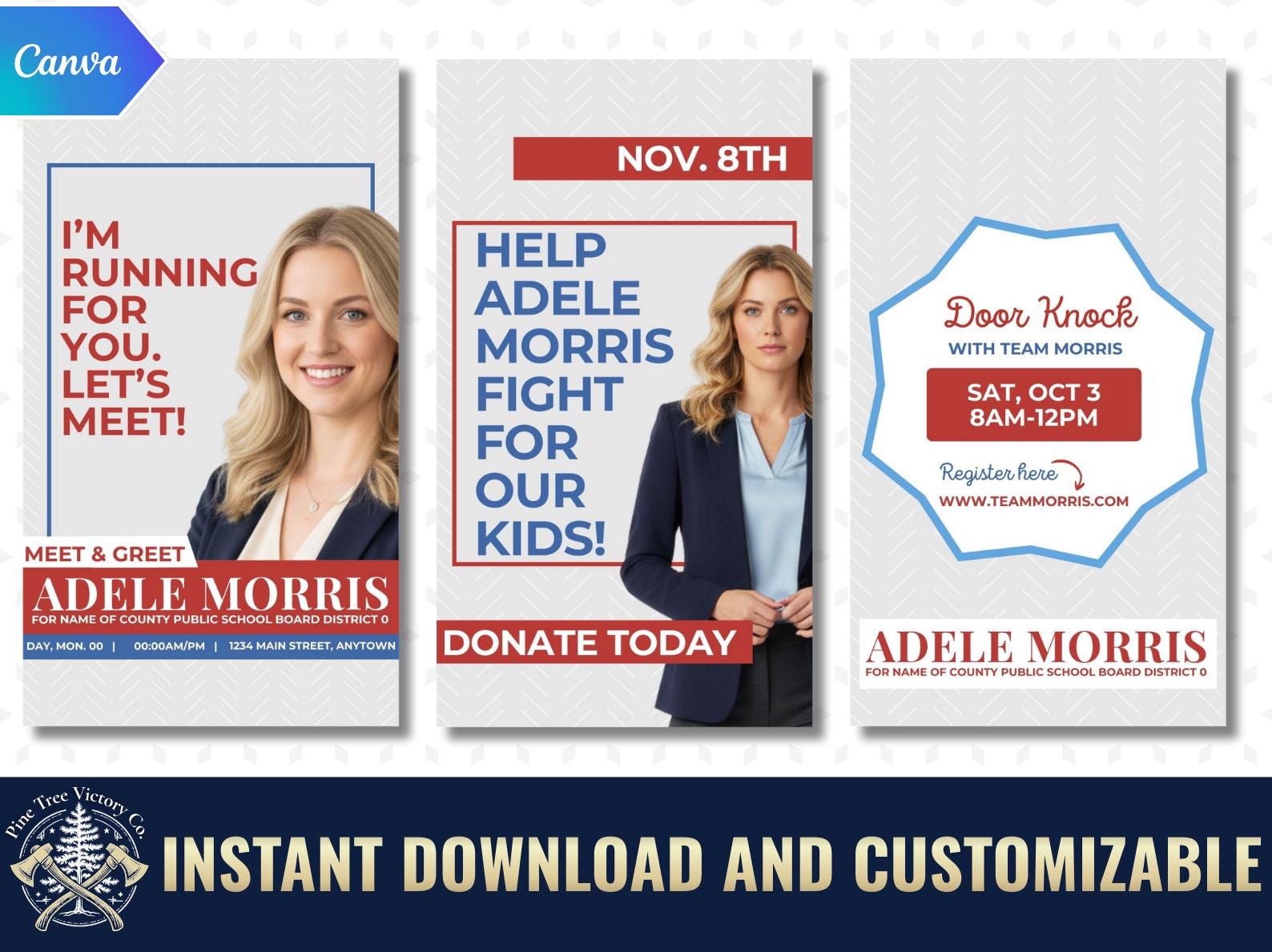 Political Campaign Branding System for Canva | 15 Editable Graphics ...
