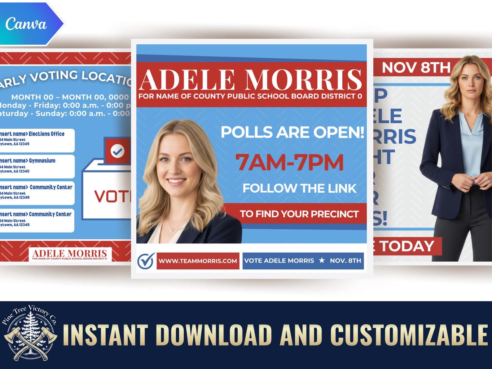 Political Campaign Branding System for Canva | 15 Editable Graphics ...
