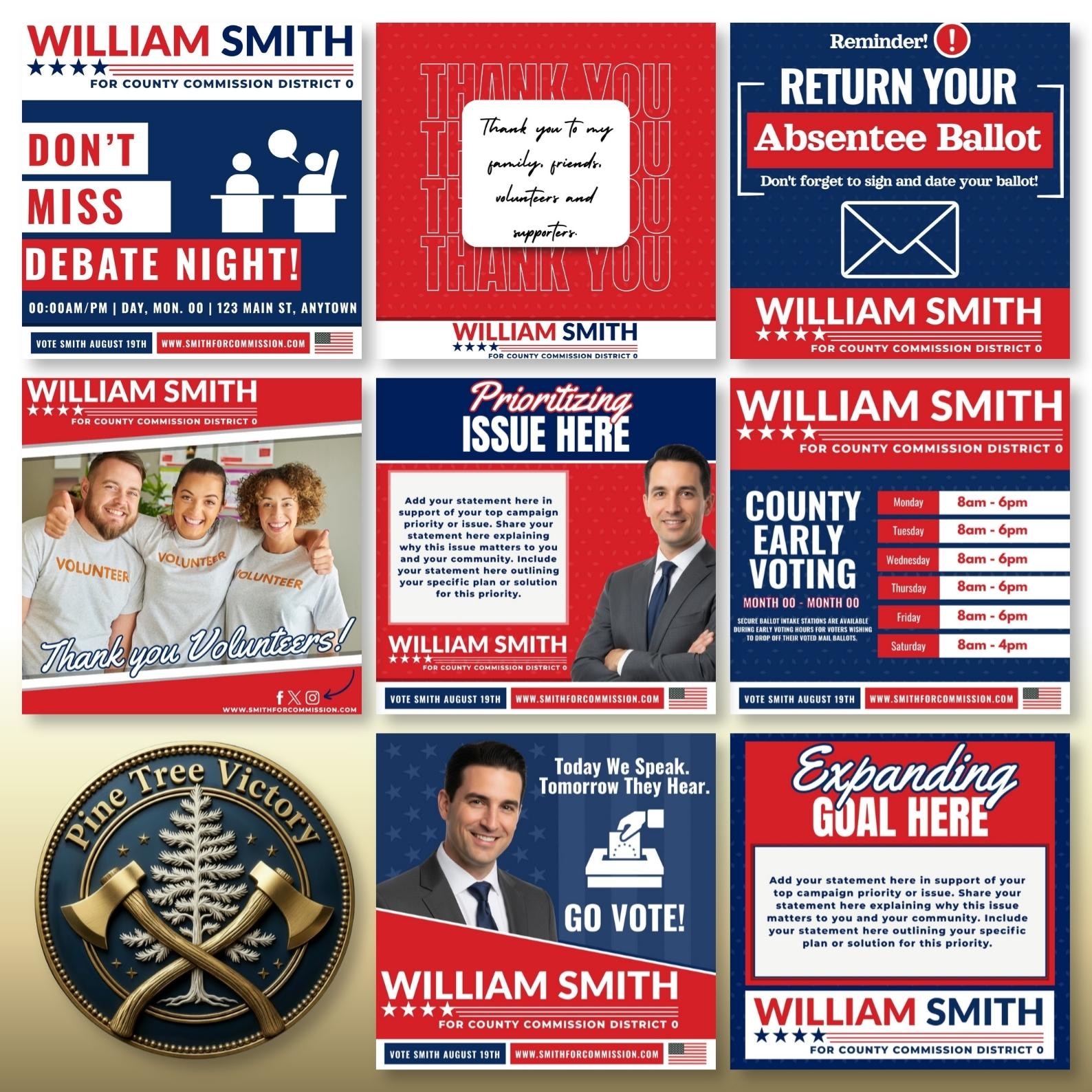 Political Campaign Social Media Templates (15) | Canva Editable ...