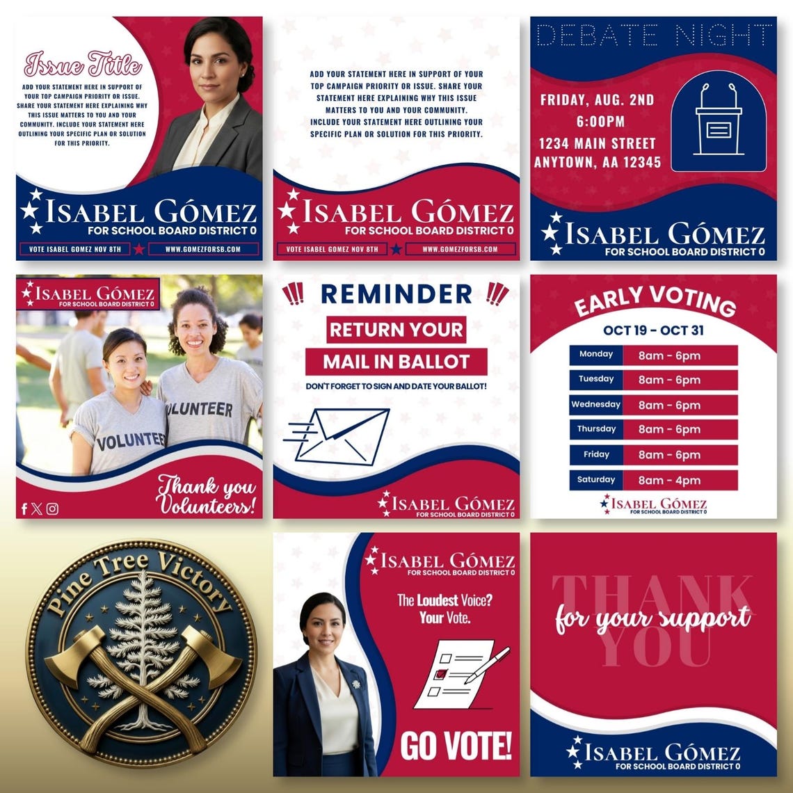 Political Campaign Social Media Templates (15) | Canva Editable ...