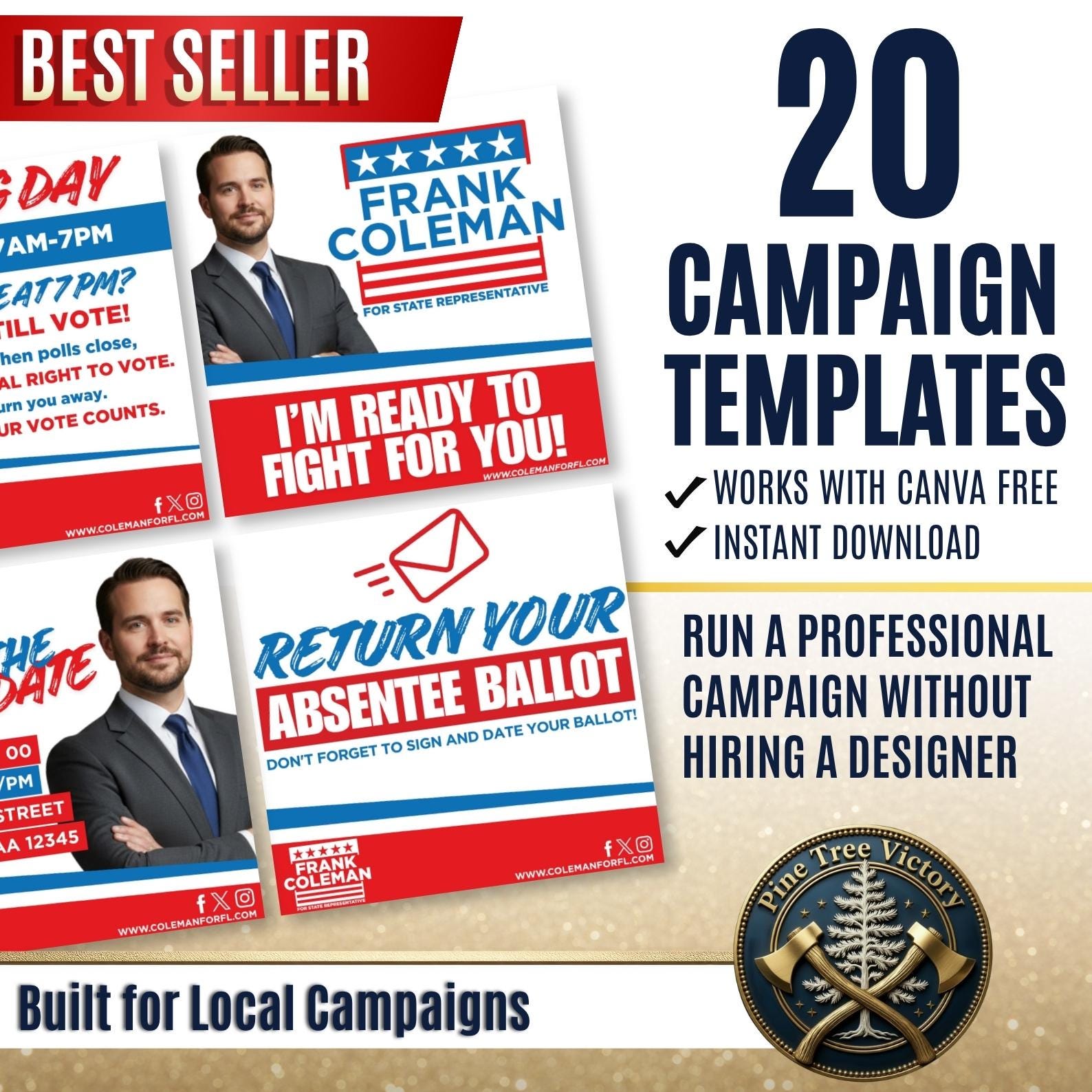 Political Campaign Social Media Templates (20) | Canva Editable ...