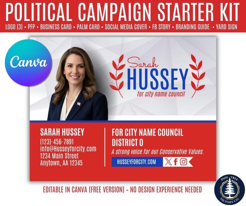 Political Campaign Canva Template Kit | Conservative Branding (editable ...