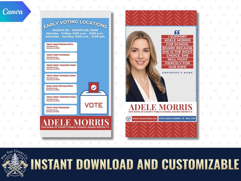 Political Campaign Branding System for Canva | 15 Editable Graphics ...