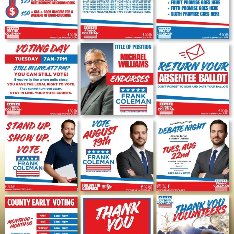 Political Campaign Social Media Templates (20) | Canva Editable ...
