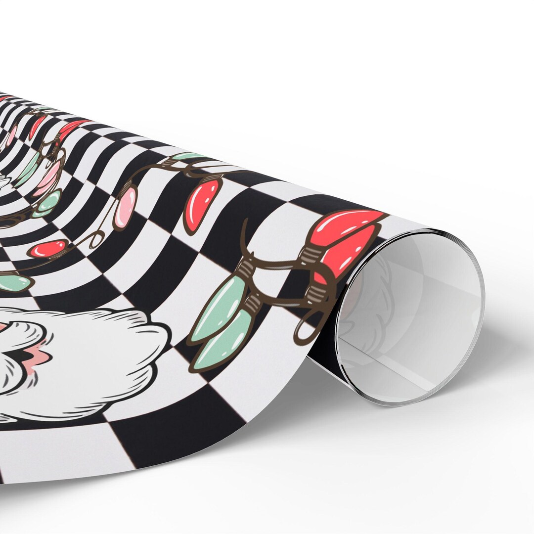 Santa Heads Checkerboard Wrapping Paper | Holiday Gift Wrap - Etsy