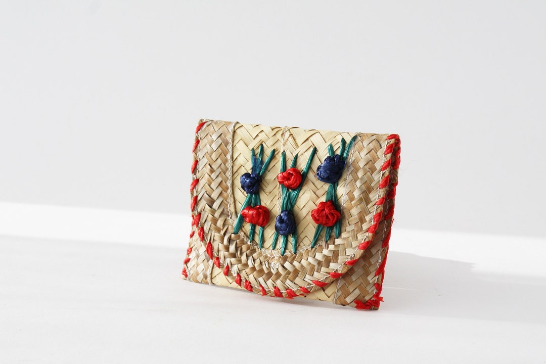 Vintage Basket Weave Wallet With Floral Applique Darling Romantic ...