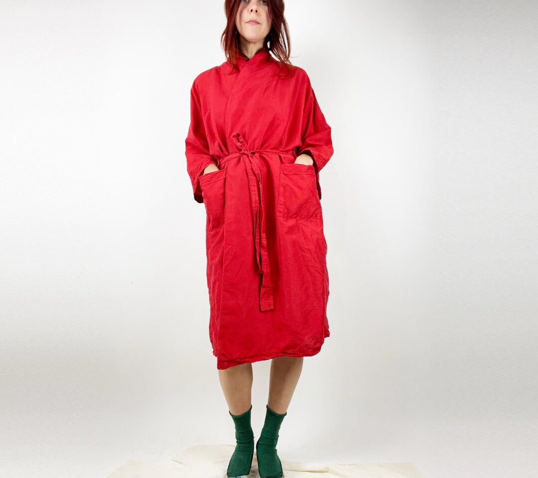 Red SILK Robe With Pockets and Tie - Etsy