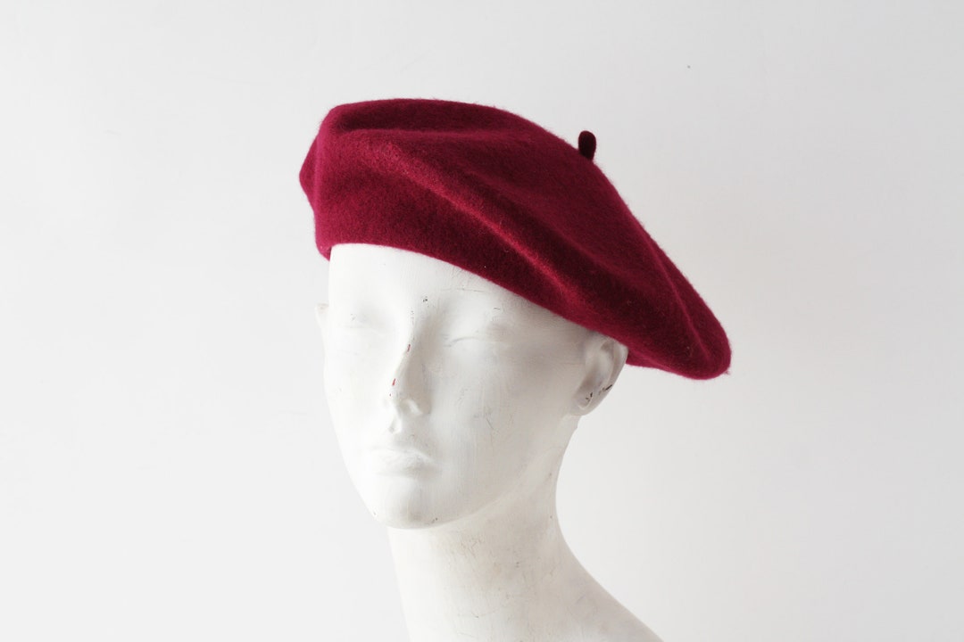 90s Wool Burgundy Beret Vintage Classics VTG - Etsy