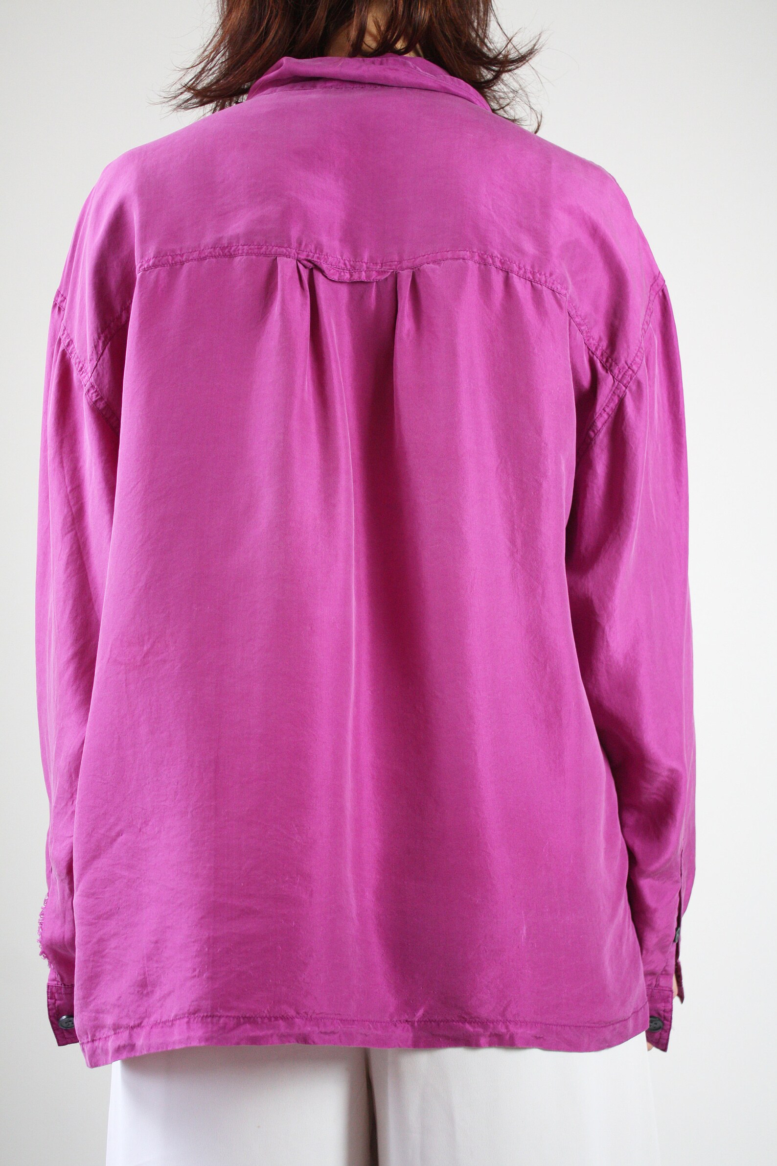 80s SILK Button up Shirt Hidden Button Placket Long Sleeve | Etsy