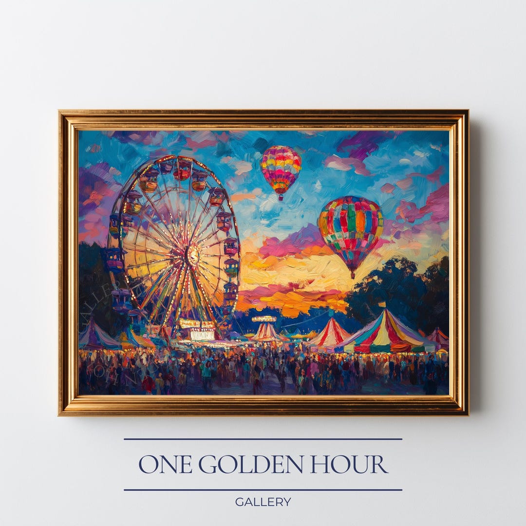 Summer Fair Art - Festive Carnival Scene With Ferris Wheel, Rich Colors ...