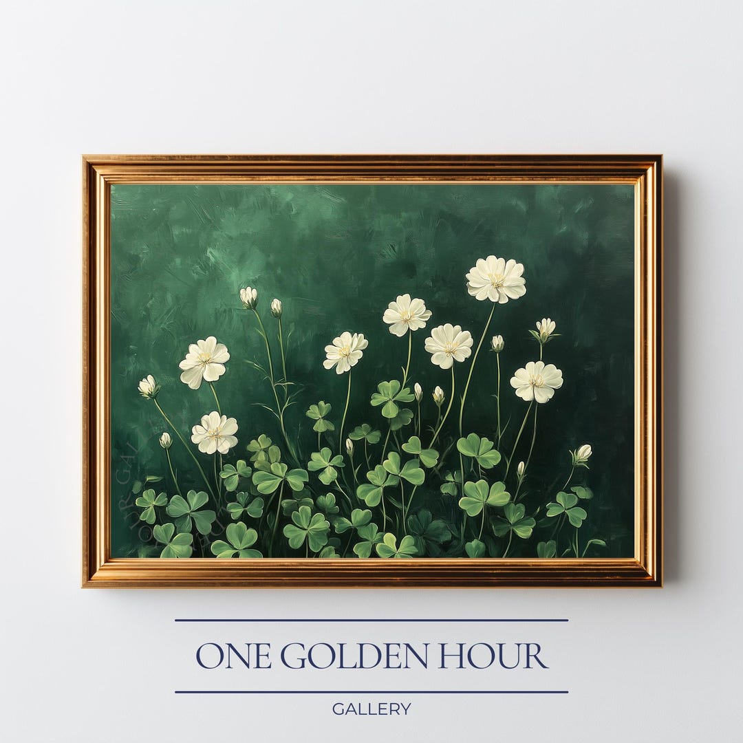 Shamrock Botanical Painting - St. Patrick's Day Clover Print, Moody ...
