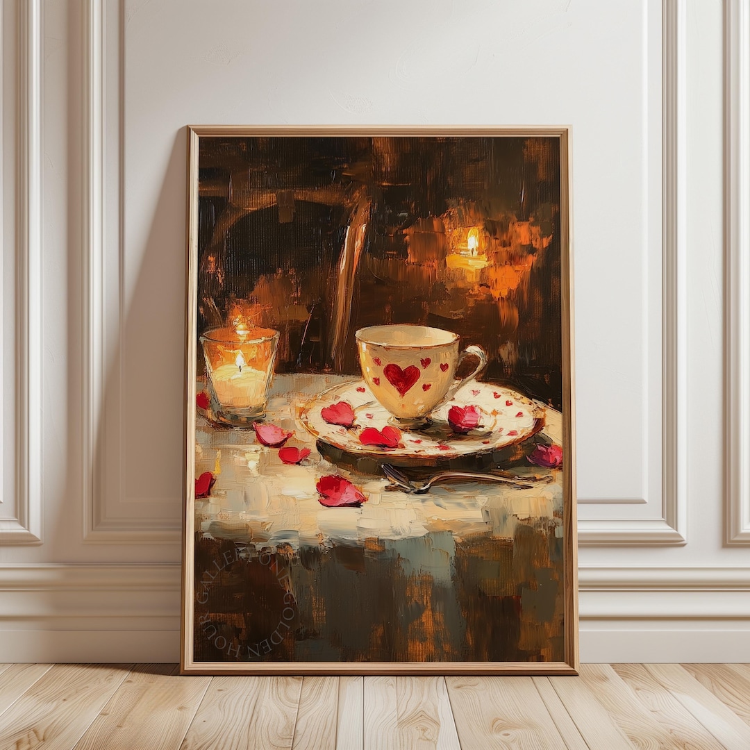 Romantic Teacup Candlelight Printable – Vintage Heart Mug Painting ...