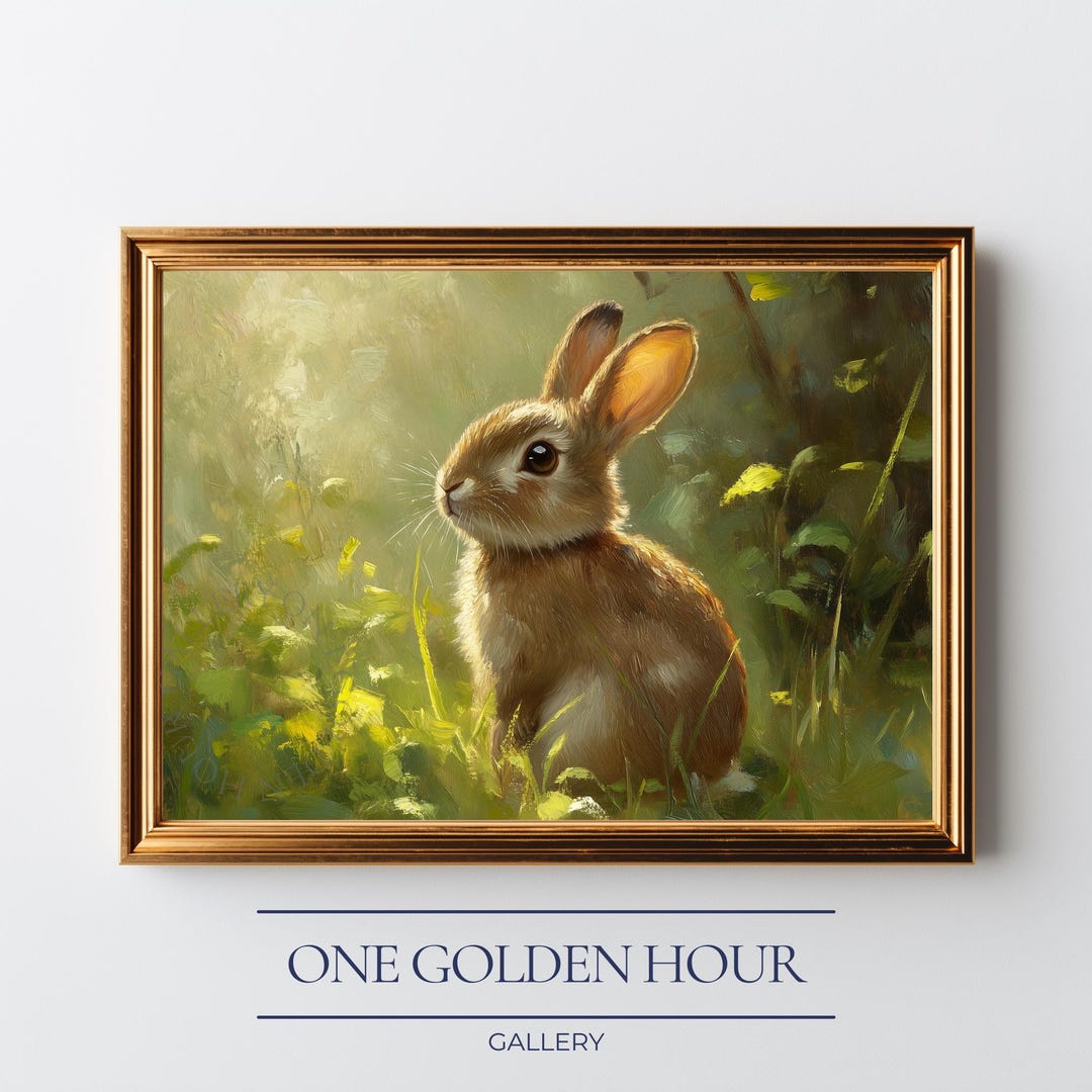 Cottagecore Rabbit in Spring Grass - Printable Wildlife Art, Cozy ...