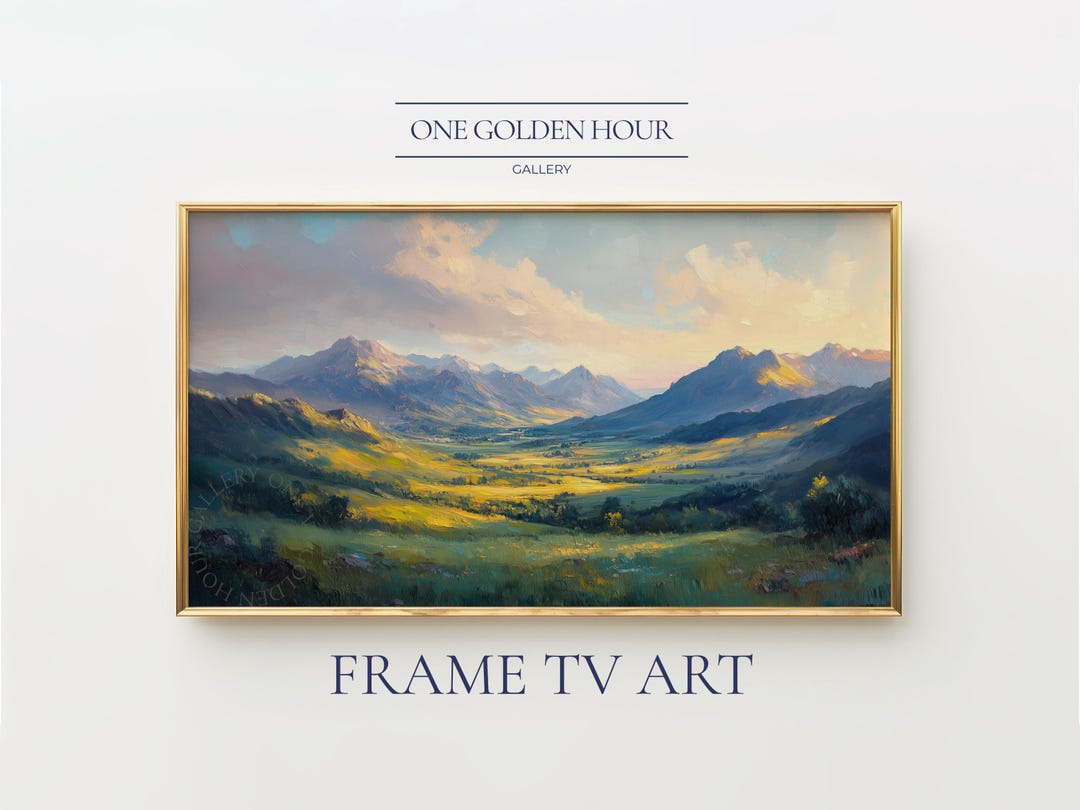 Scenic Mountain Valley Frame TV Art - Sunlit Landscape Art Decor ...