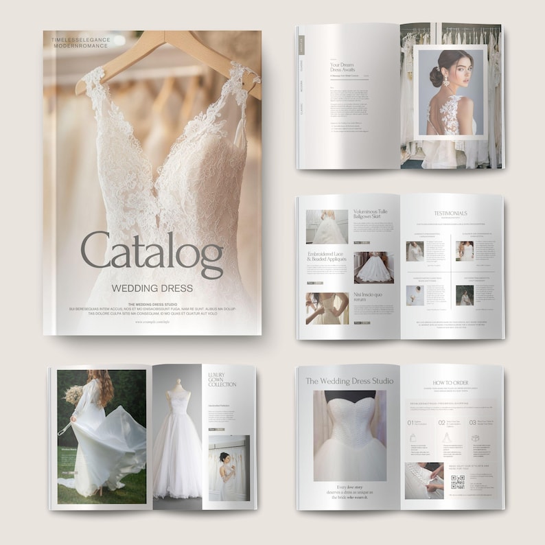 Editable Wedding Dress Catalog | Canva Bridal Magazine Template - Etsy