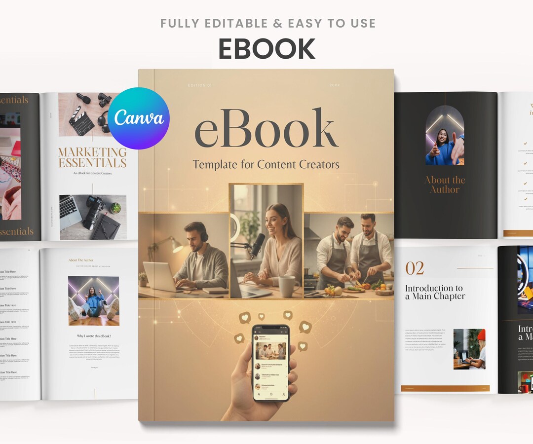 Canva Ebook Template for Content Creators | 45 Page Editable Marketing ...