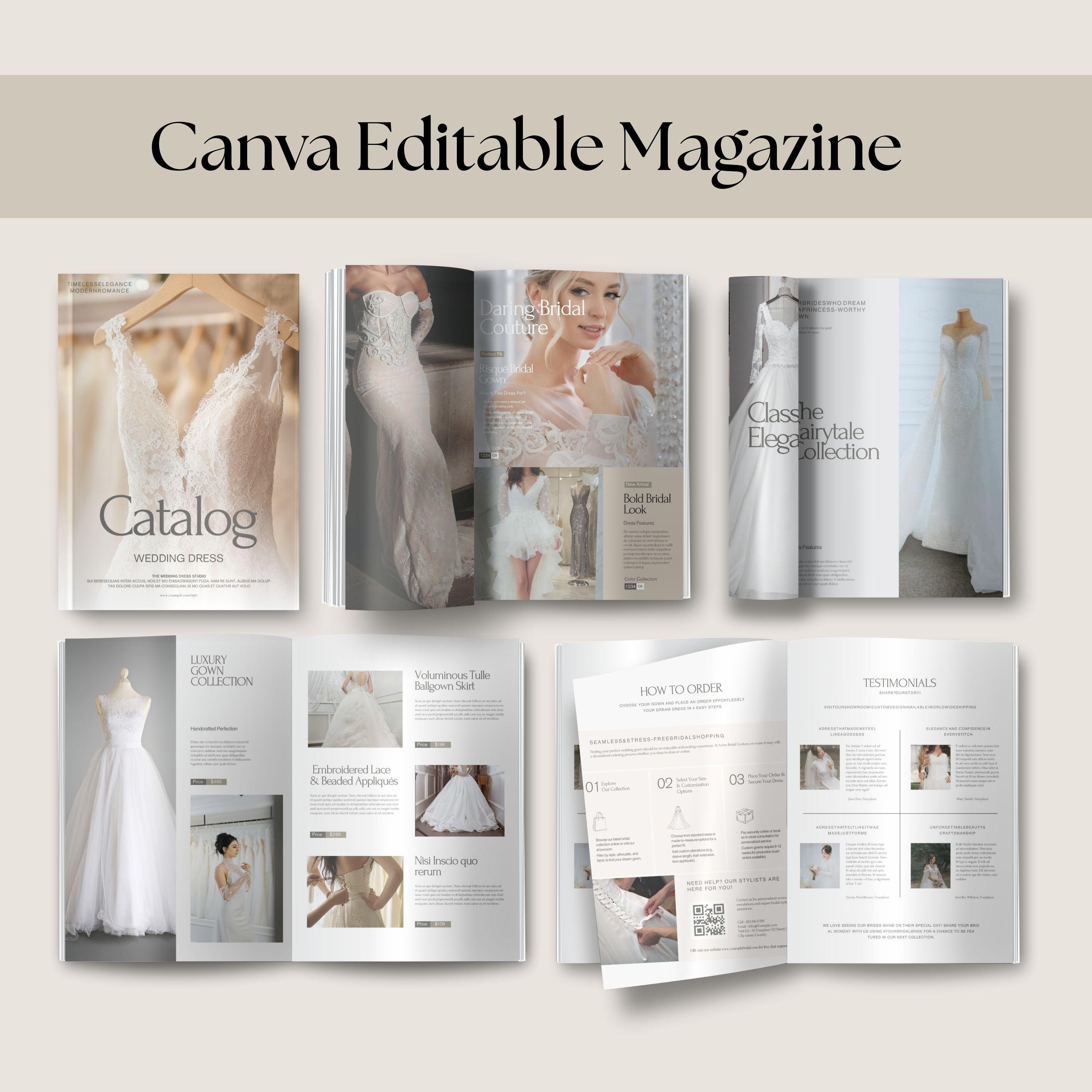 Editable Wedding Dress Catalog | Canva Bridal Magazine Template - Etsy