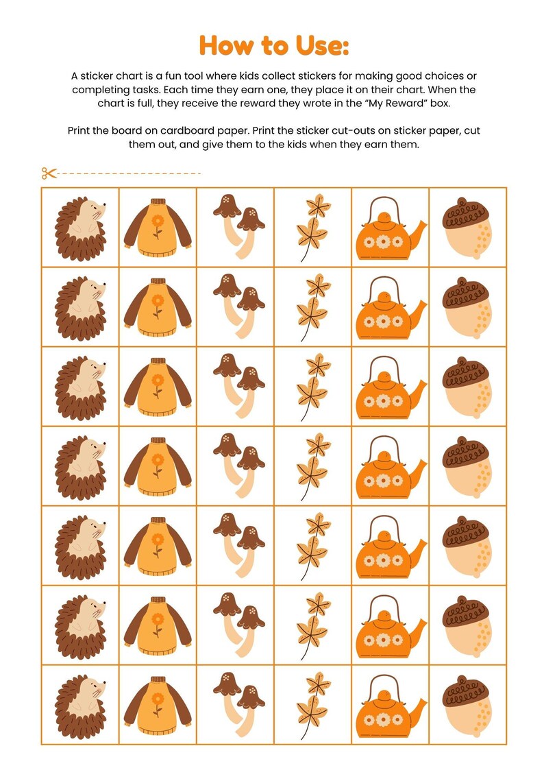 Hedgehog Reward Chart Printable, Woodland Sticker Chart (PDF) - Etsy