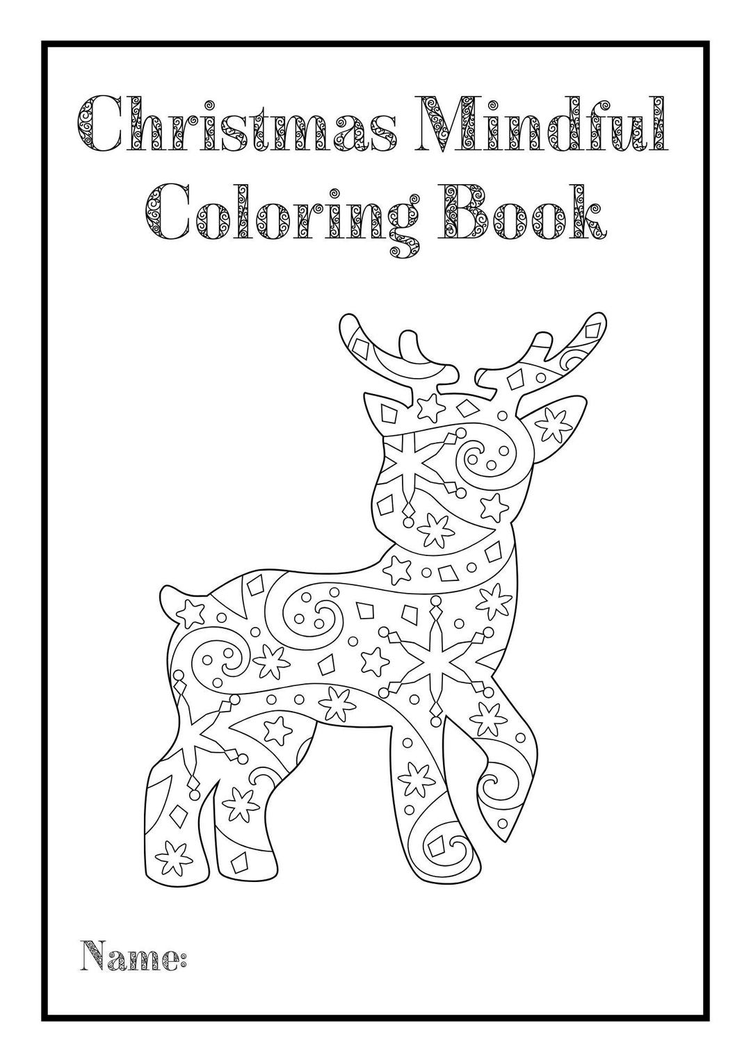 Christmas Mindful Coloring Worksheets, Black & White Illustrative Style ...