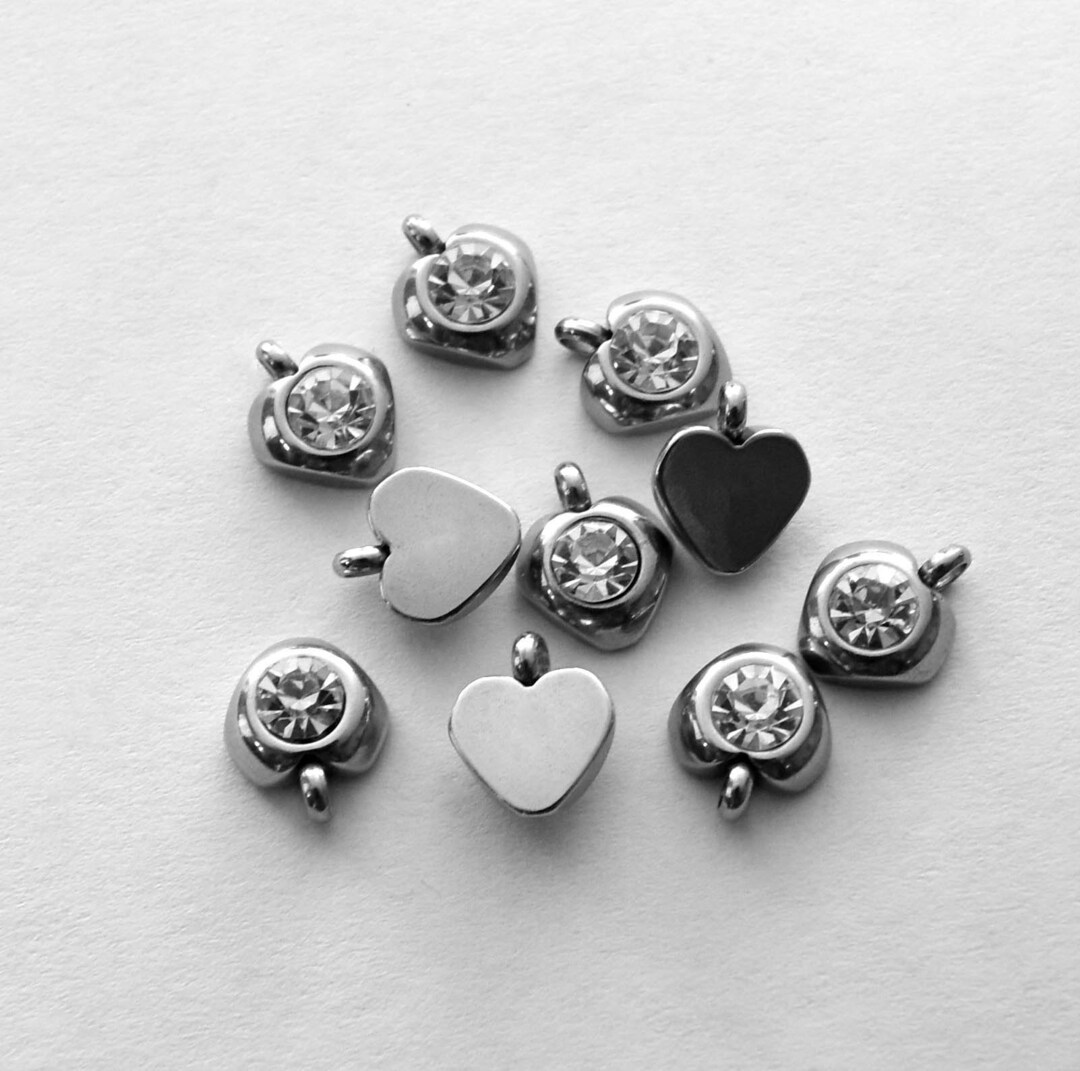 Stainless Steel Heart Framed Crystal - April Birthstone - 7mm X 8mm ...